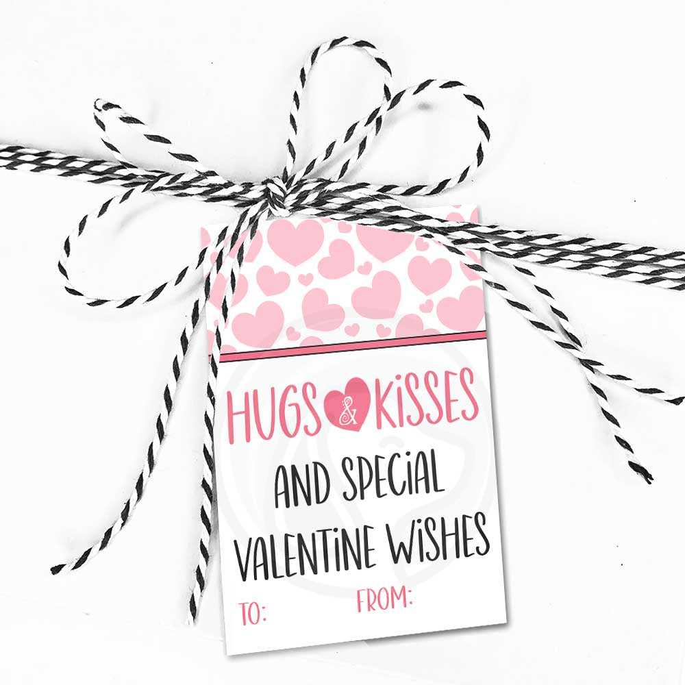 Pink Valentine's Day Hugs and Kisses Printable Tags – Your Paper Stash