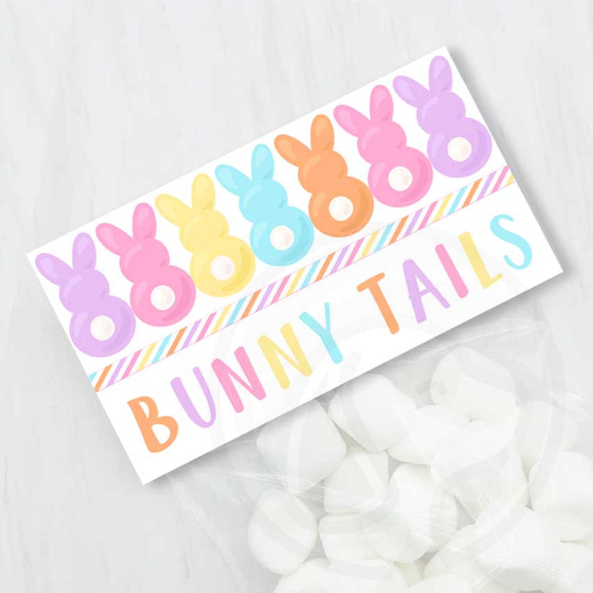 Pastel Printable Easter Bunny Tails Treat Candy Bag Topper – Your Paper ...