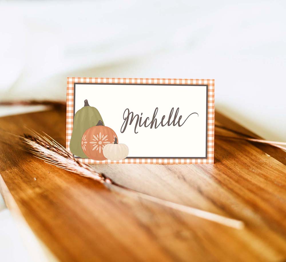 Thanksgiving & Autumn Printable Place & Tent Cards w/ Pumpkins – Your ...