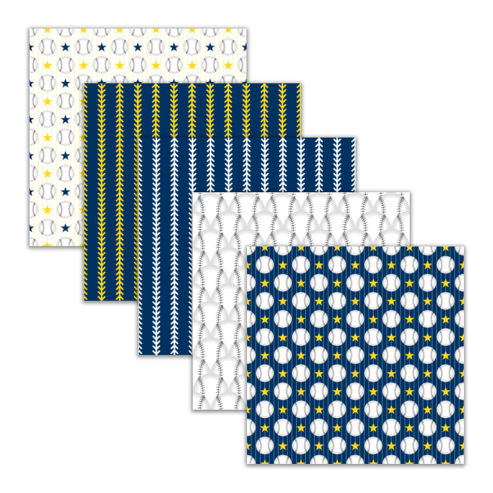 Seamless Baseball Digital Patterns Navy Blue Yellow – Your Paper Stash