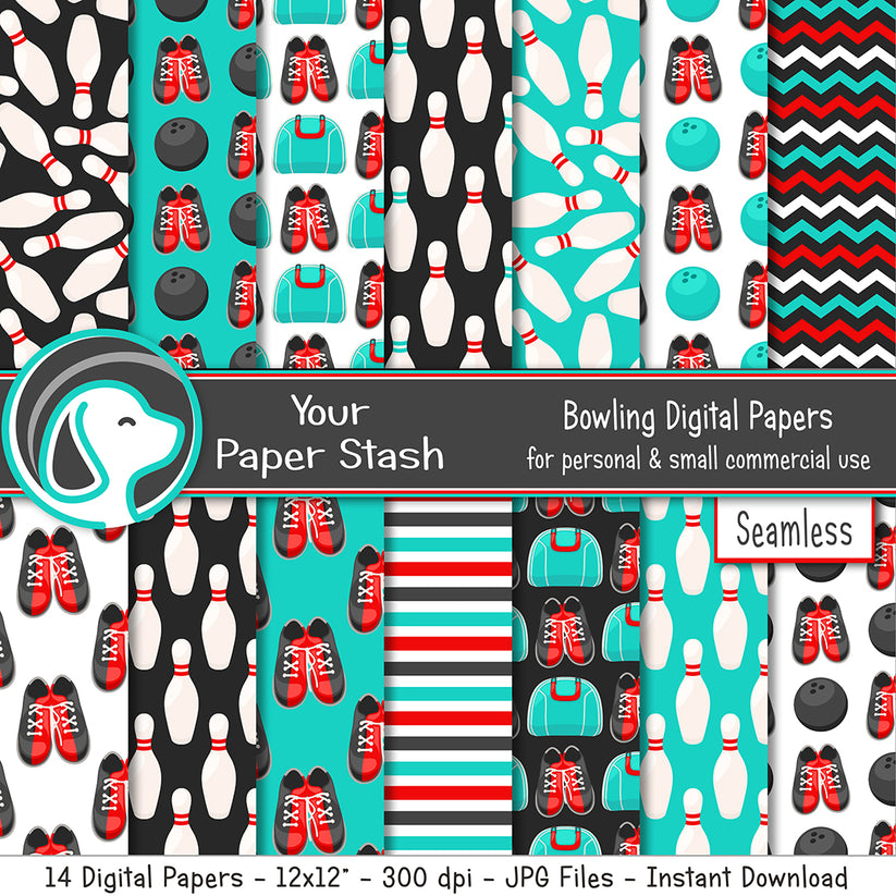 Seamless Bowling Digital Paper Background Patterns – Your Paper Stash