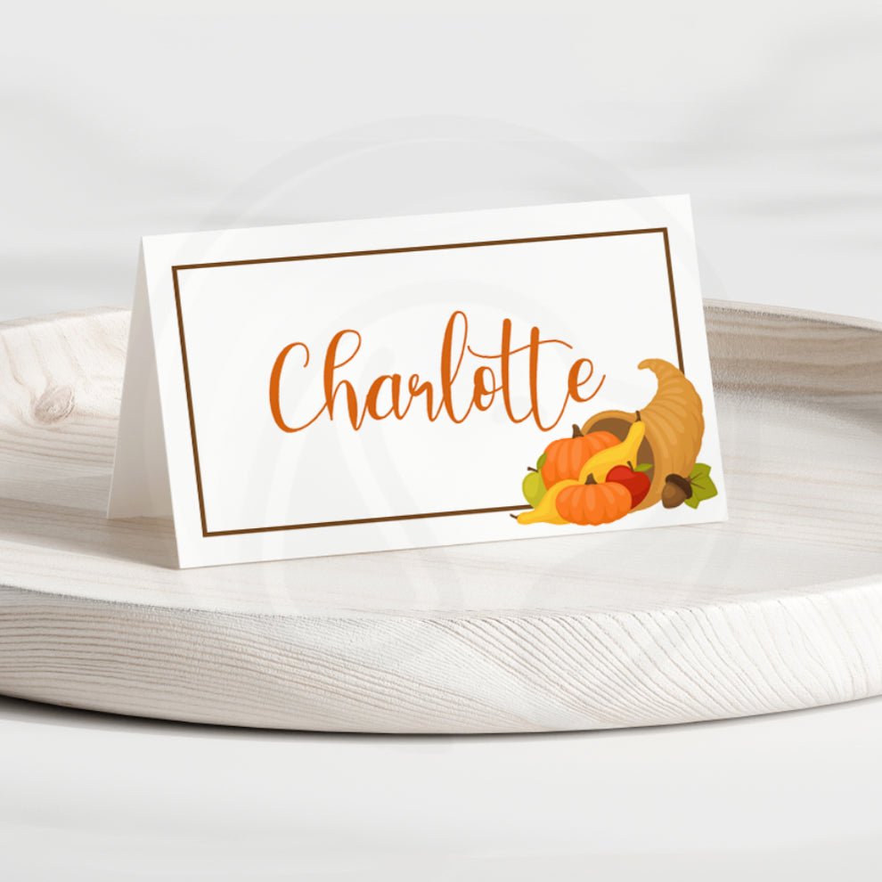 Thanksgiving Cornucopia Printable Place Cards – Your Paper Stash