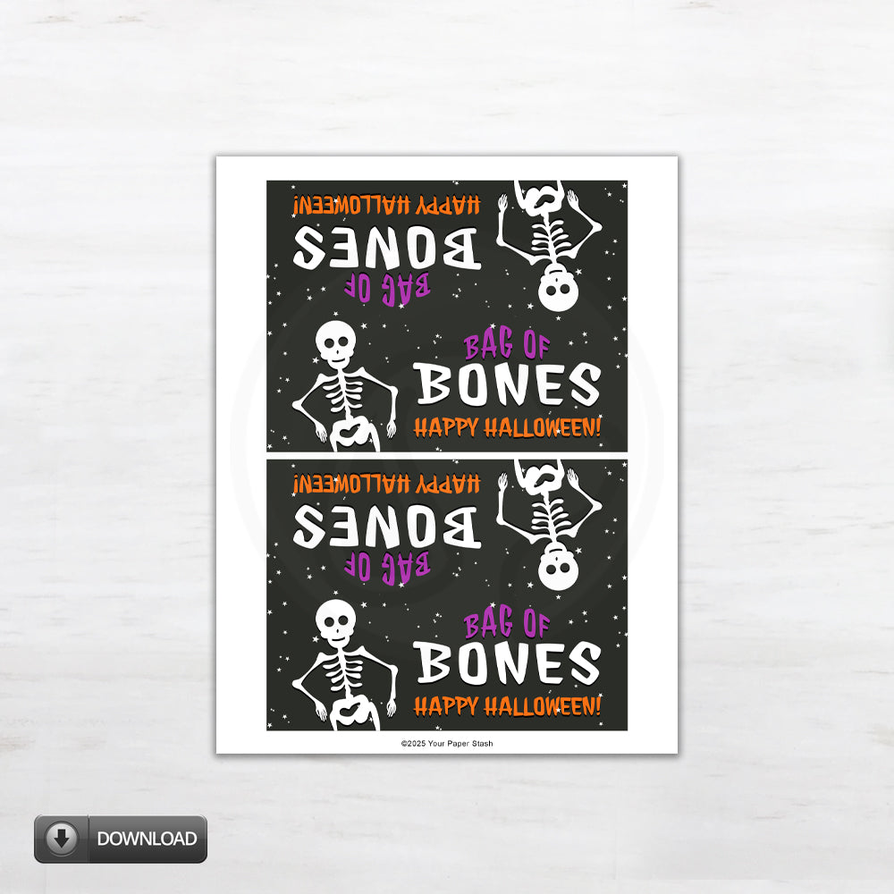 Halloween Skeleton Bag Of Bones Candy and Favor Bag Toppers – Your ...