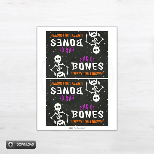 Halloween Skeleton Bag Of Bones Candy and Favor Bag Toppers – Your ...
