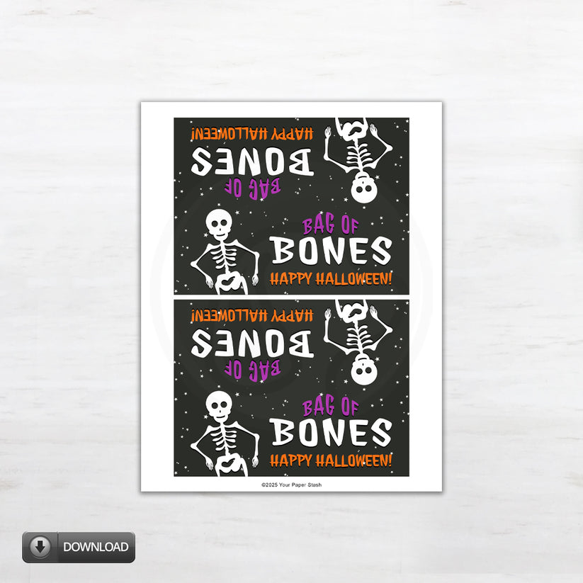 Halloween Skeleton Bag Of Bones Candy and Favor Bag Toppers – Your ...
