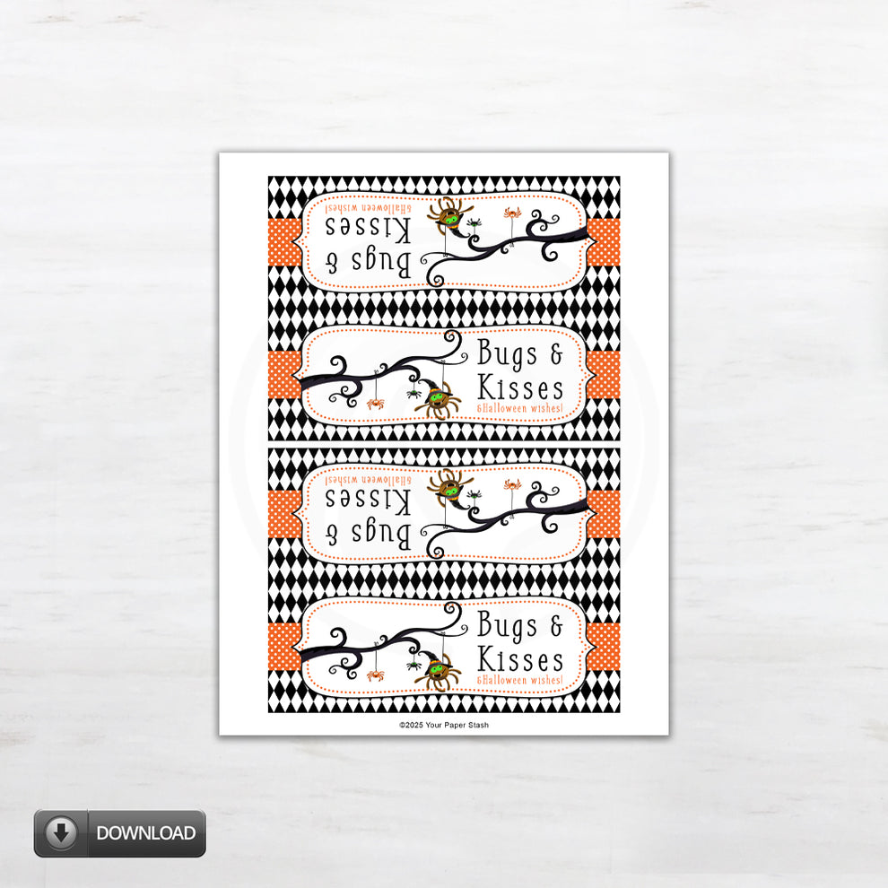 Halloween Bugs and Kisses Favor and Treat Bag Toppers – Your Paper Stash