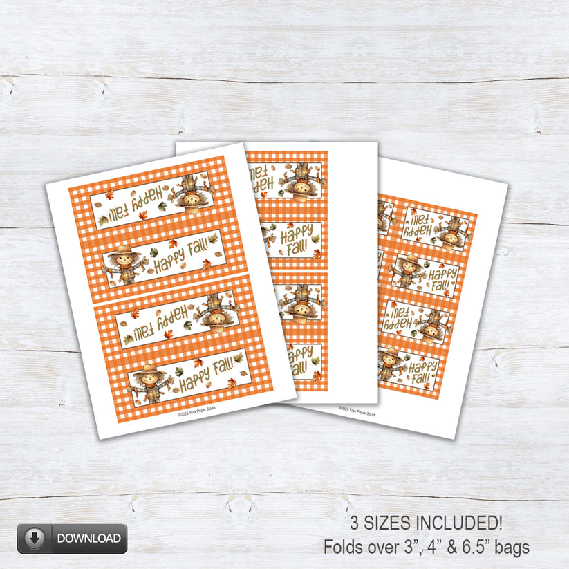 Happy Fall Scarecrow Printable Treat Bag Toppers – Your Paper Stash