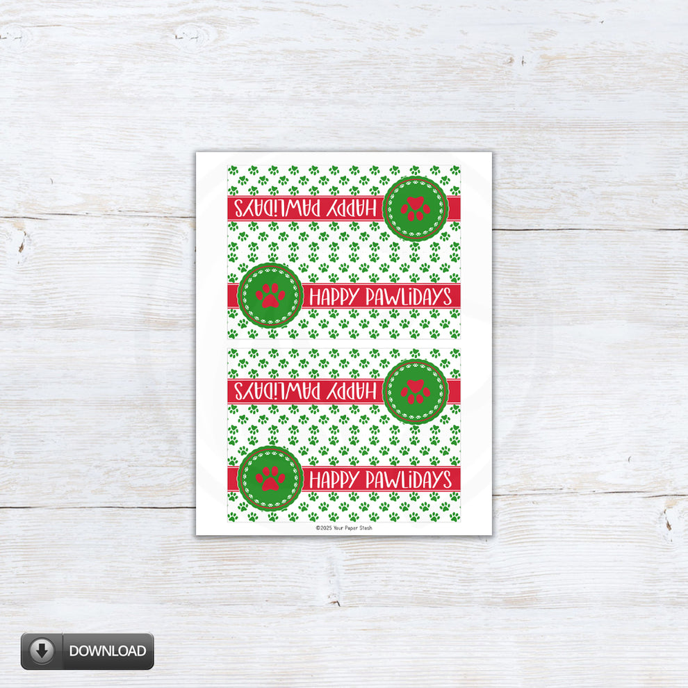 Printable Happy Pawlidays Treat and Cookie Bag Toppers – Your Paper Stash
