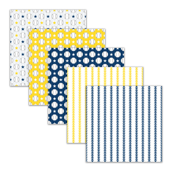 Seamless Baseball Digital Patterns Navy Blue Yellow – Your Paper Stash