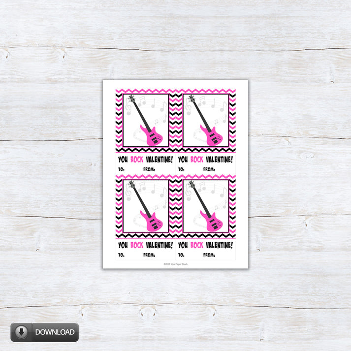 Pink Valentine You Rock Printable Card / Cookie Card – Your Paper Stash