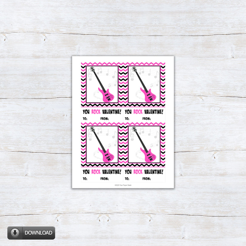 Pink Valentine You Rock Printable Card / Cookie Card – Your Paper Stash