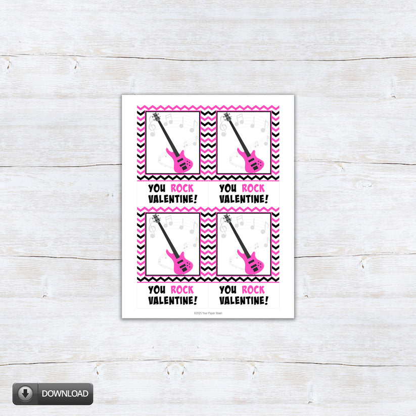 Pink Valentine You Rock Printable Card / Cookie Card – Your Paper Stash