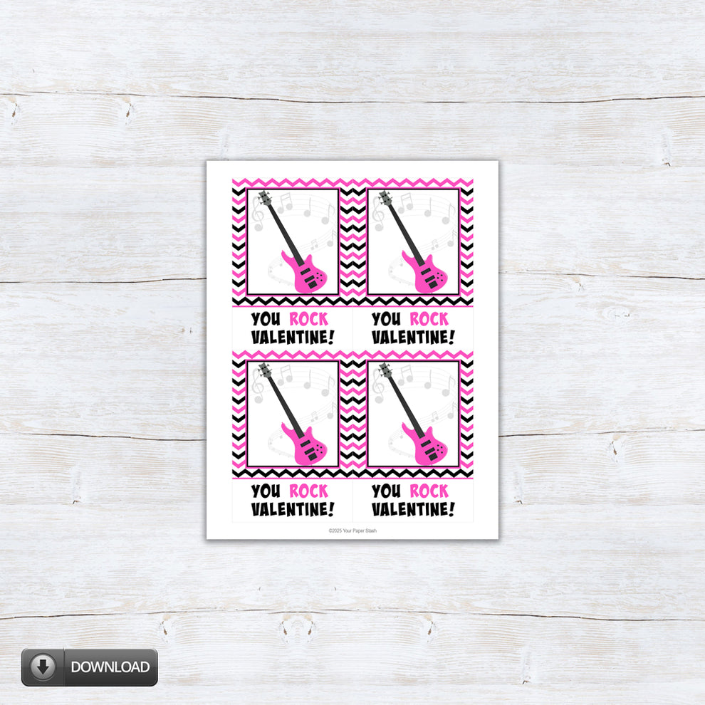 Pink Valentine You Rock Printable Card / Cookie Card – Your Paper Stash