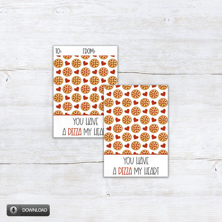 Valentines Day Printable Pizza My Heart Cookie Card – Your Paper Stash