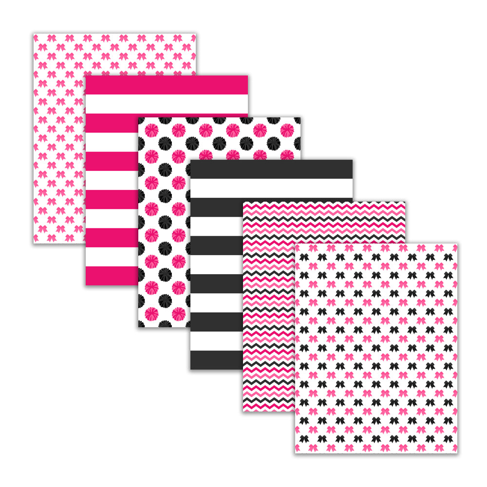 Printable Pink Black Cheerleader Digital Paper Pack – Your Paper Stash