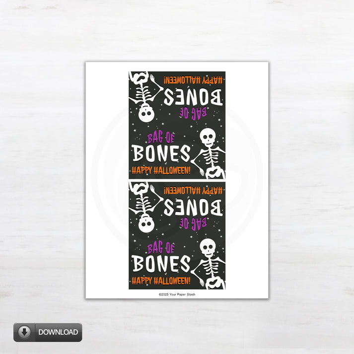 Halloween Skeleton Bag Of Bones Candy and Favor Bag Toppers – Your ...