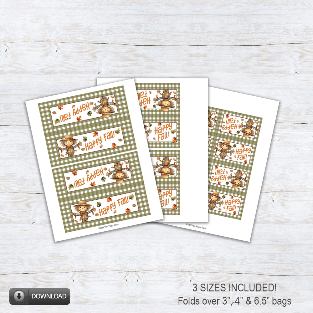 Printable Scarecrow Happy Fall Treat Bag Toppers – Your Paper Stash