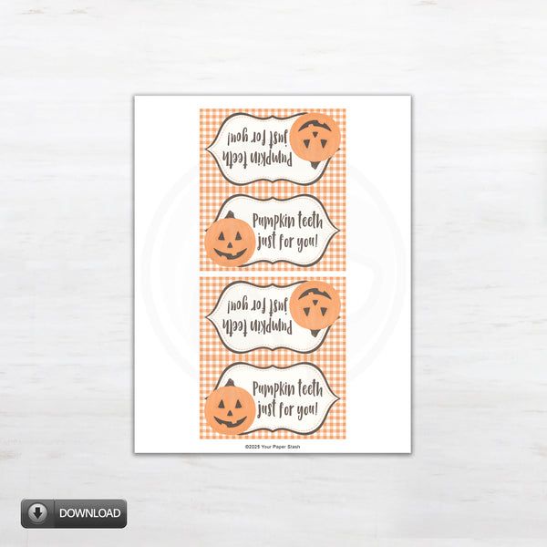 Halloween Pumpkin Teeth Treat Bag Toppers, Halloween Printables – Your ...