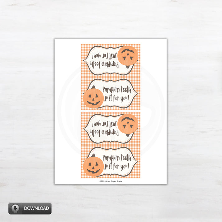 Halloween Pumpkin Teeth Treat Bag Toppers, Halloween Printables – Your ...