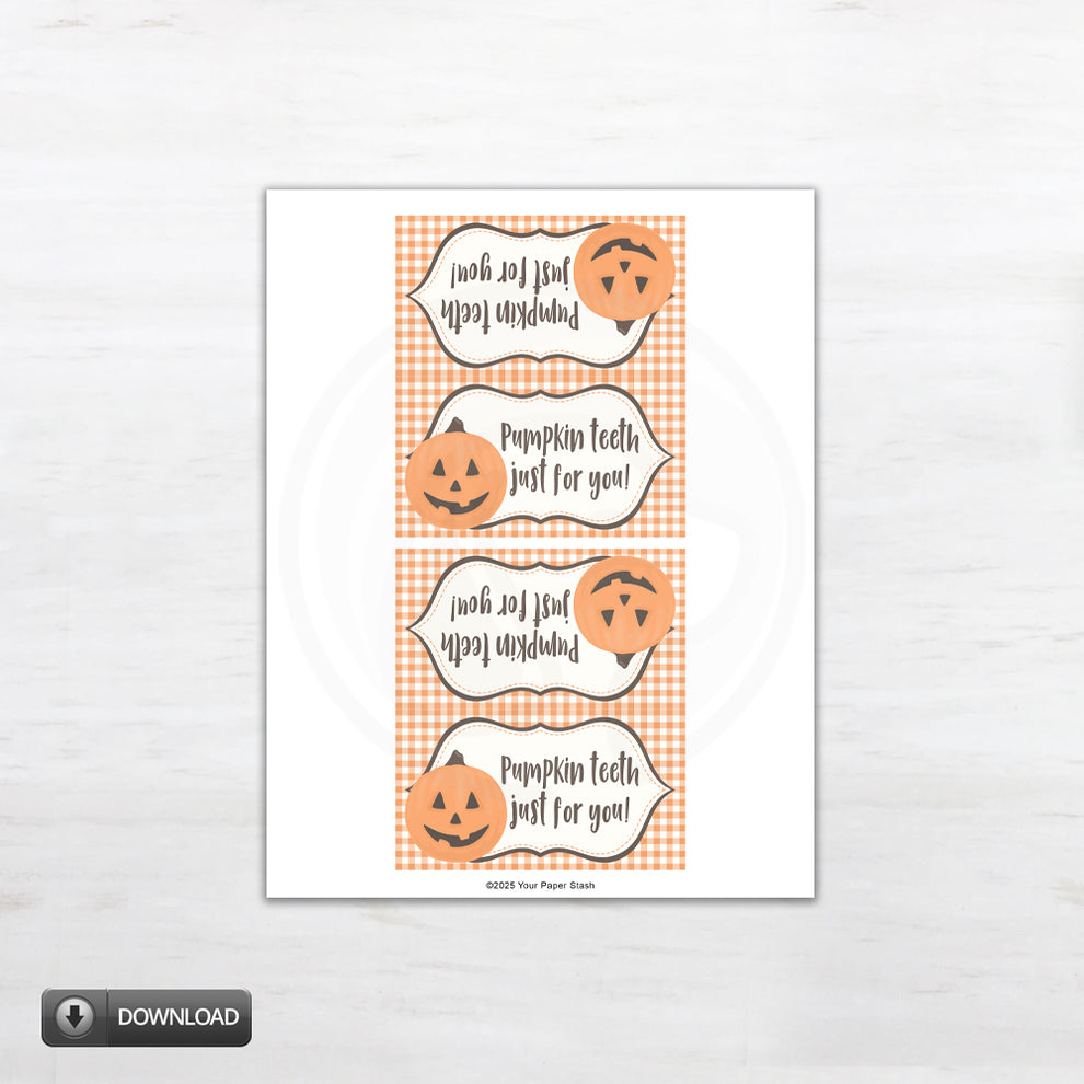 Halloween Pumpkin Teeth Treat Bag Toppers, Halloween Printables – Your ...