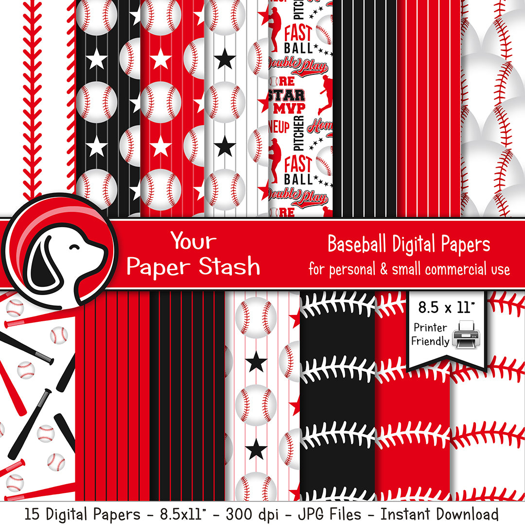 Printable Baseball Digital Paper Patterns – Your Paper Stash