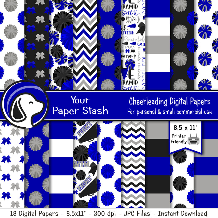 Printable Royal Blue Cheerleader Seamless Digital Papers – Your Paper Stash