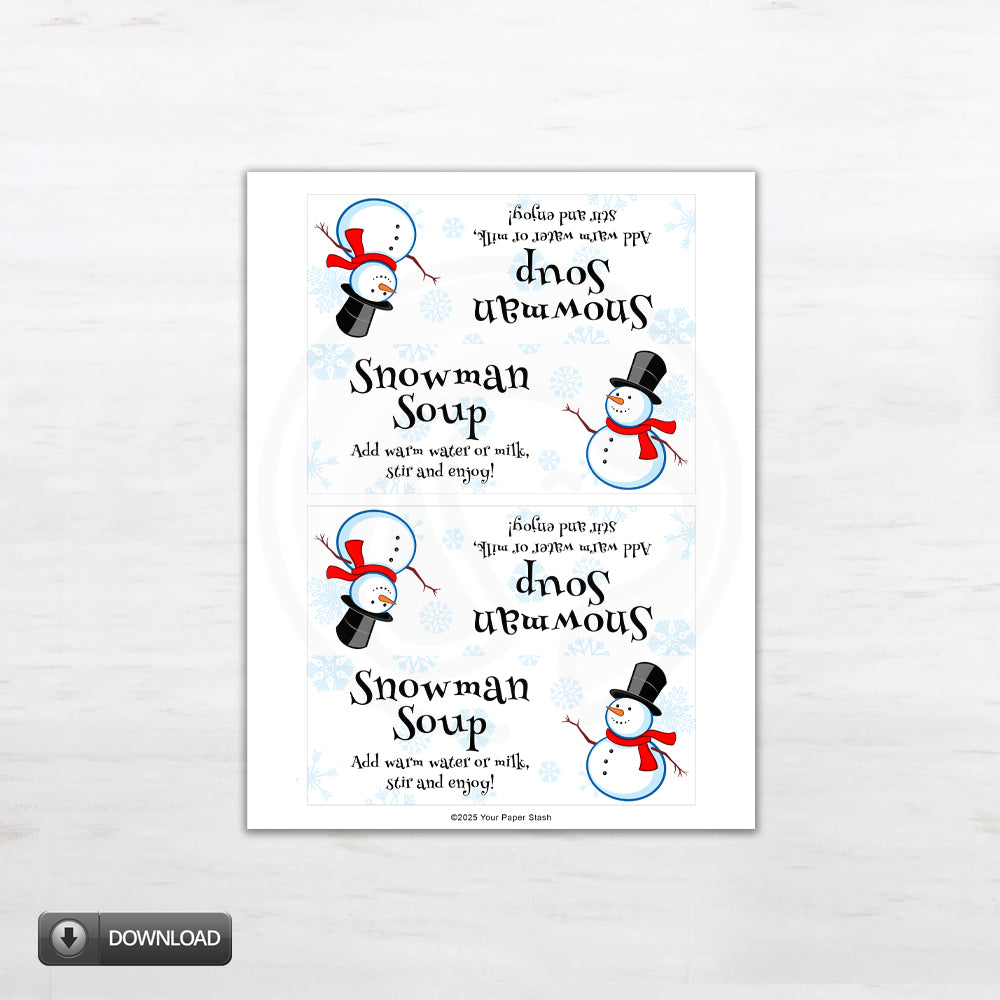 Snowman Soup Bag Toppers For Christmas & Winter Parties – Your Paper Stash