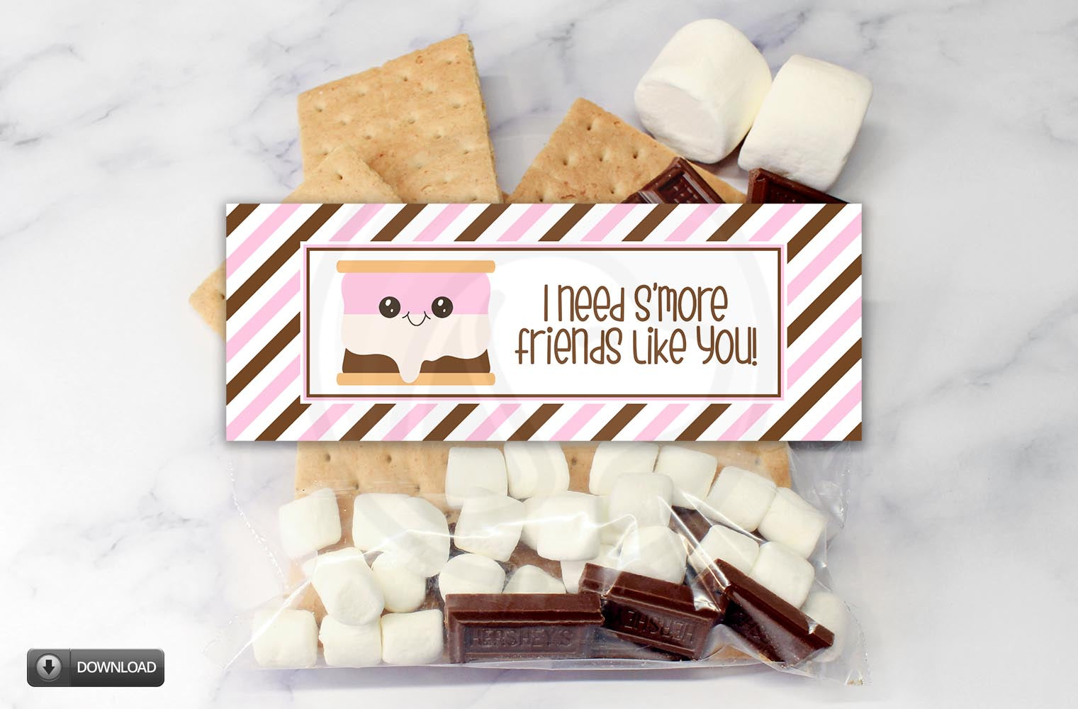 Printable Valentines Day Smore Friends Like you Treat Bag Toppers 3 Si ...