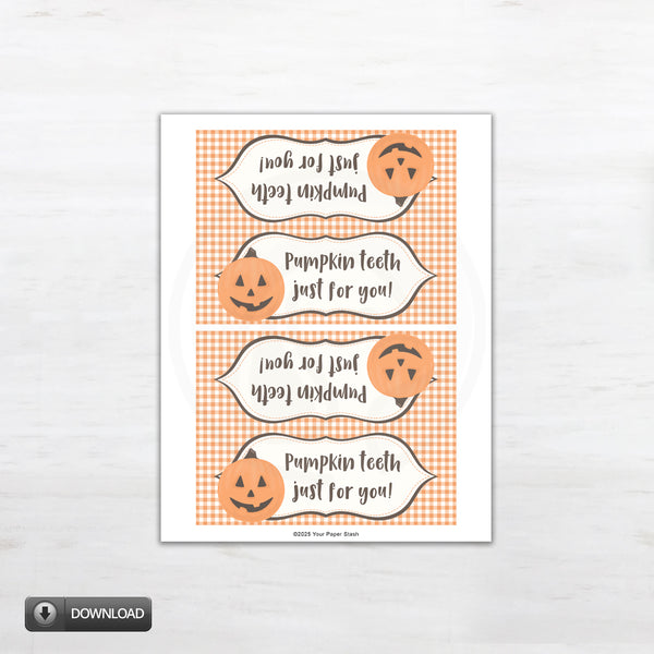 Halloween Pumpkin Teeth Treat Bag Toppers, Halloween Printables – Your ...