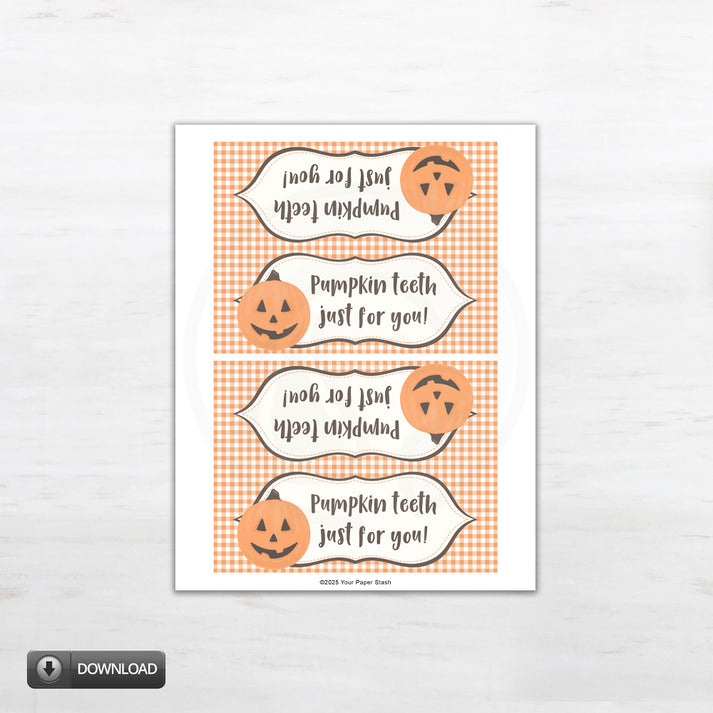 Halloween Pumpkin Teeth Treat Bag Toppers, Halloween Printables – Your ...