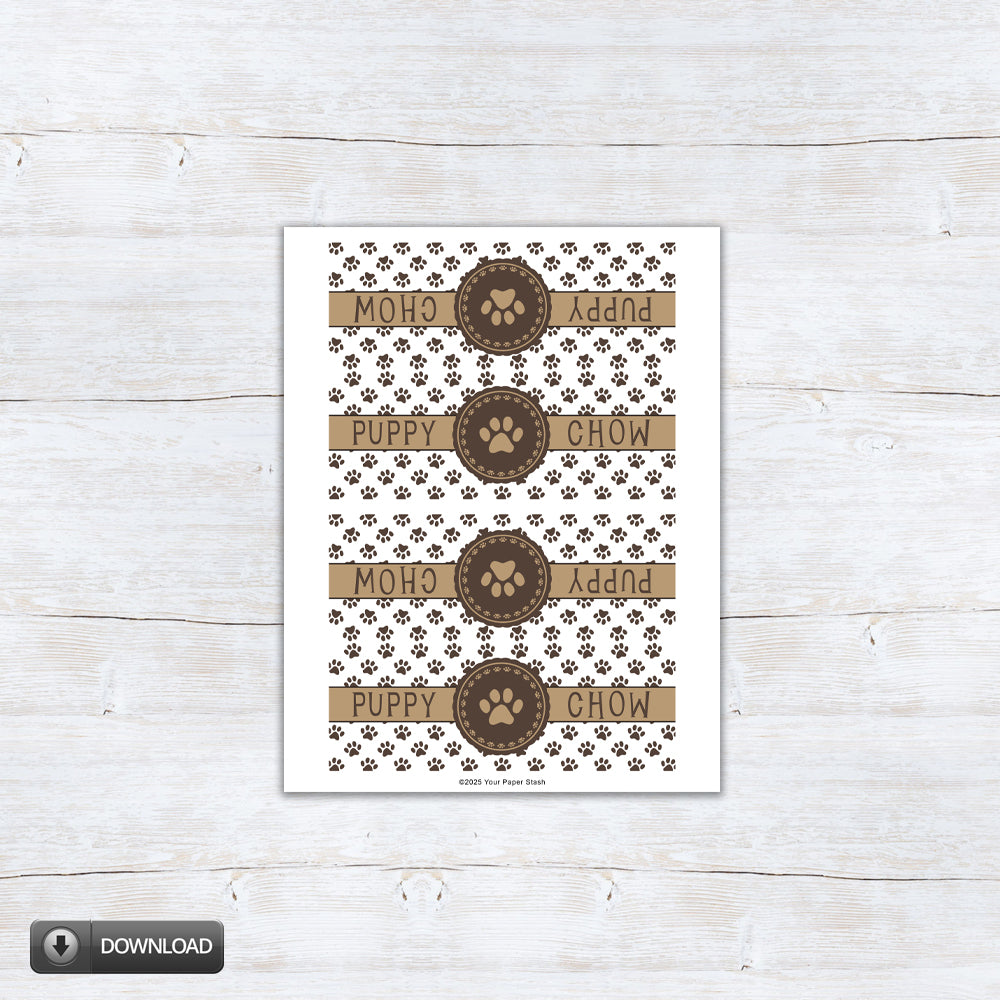 Printable Puppy Chow Treat Bag Toppers for Puppy and Dog Themed Birthd ...