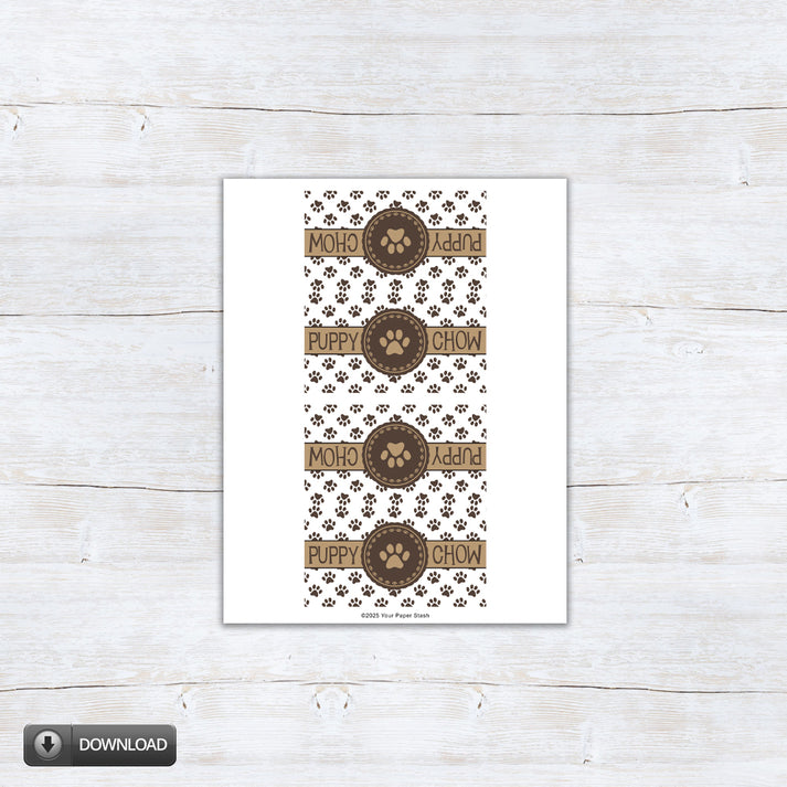 Printable Puppy Chow Treat Bag Toppers for Puppy and Dog Themed Birthd ...