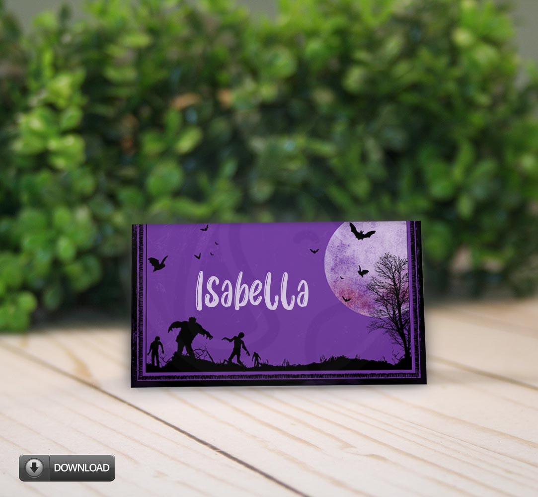 Printable Halloween Party Place Cards and Tent Cards, Walking Dead Esc ...