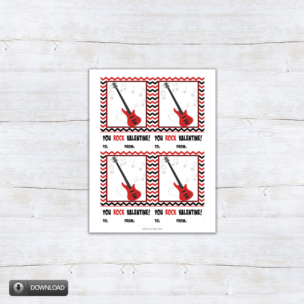 Red and Black Valentine You Rock Printable Card / Cookie Card – Your ...