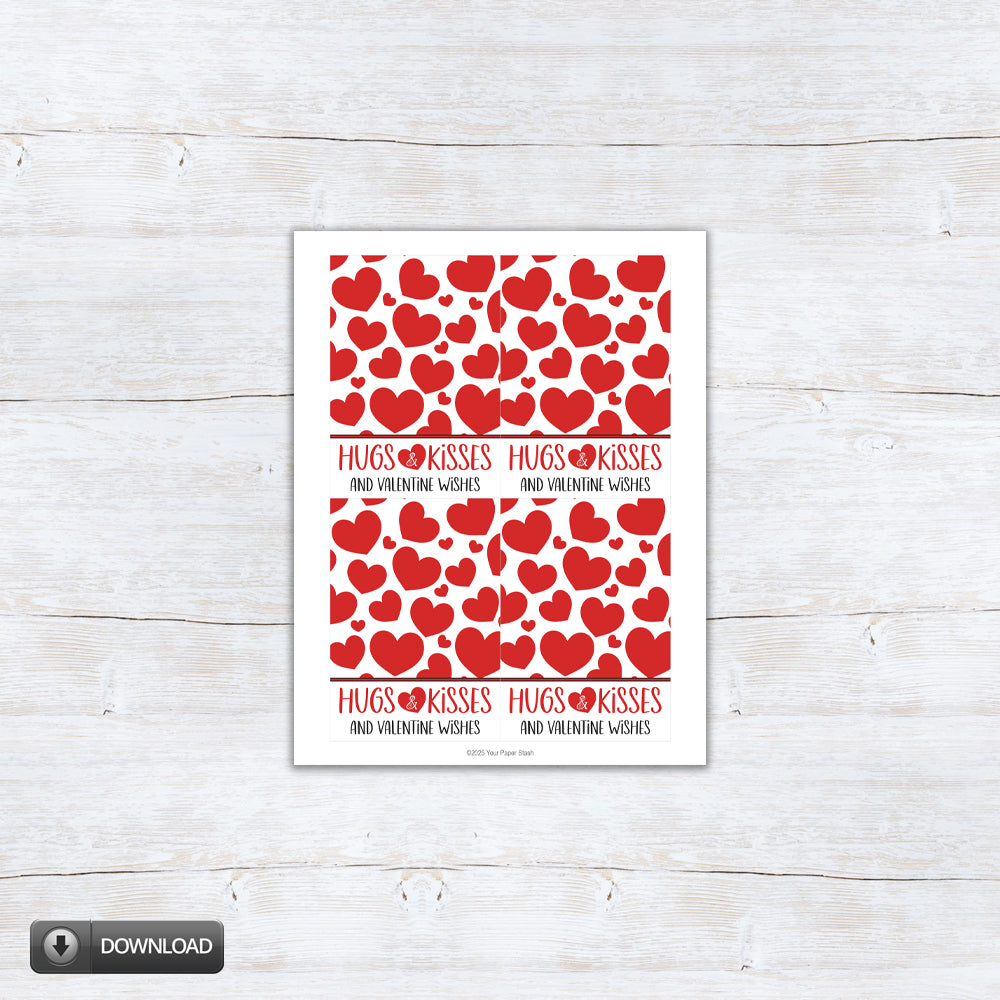 Printable Hugs & Kisses Valentine's Day Printable Cookie Cards – Your ...