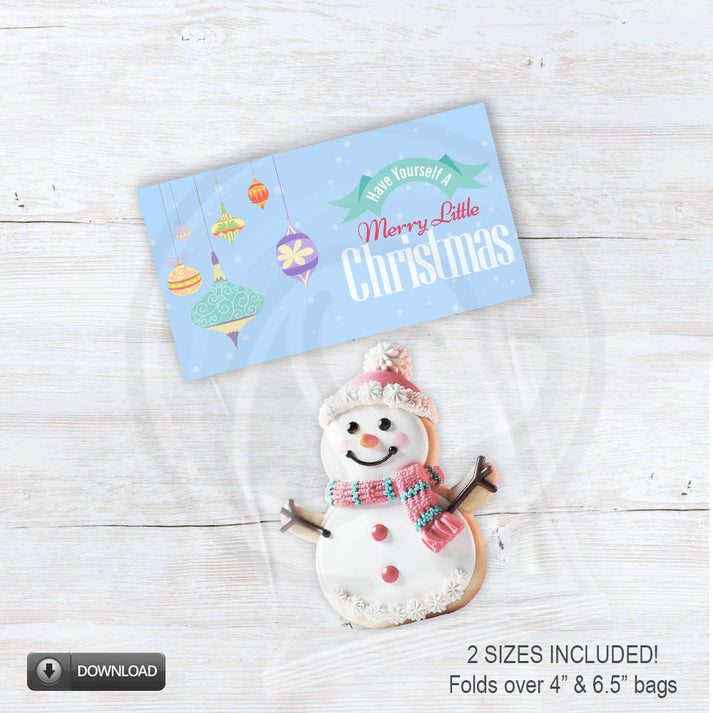 Printable Blue Christmas Treat Candy And Cookie Bag Toppers – Your ...