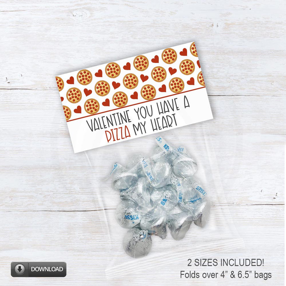 Valentine Treat Bag Toppers / You Have A Pizza My Heart – Your Paper Stash