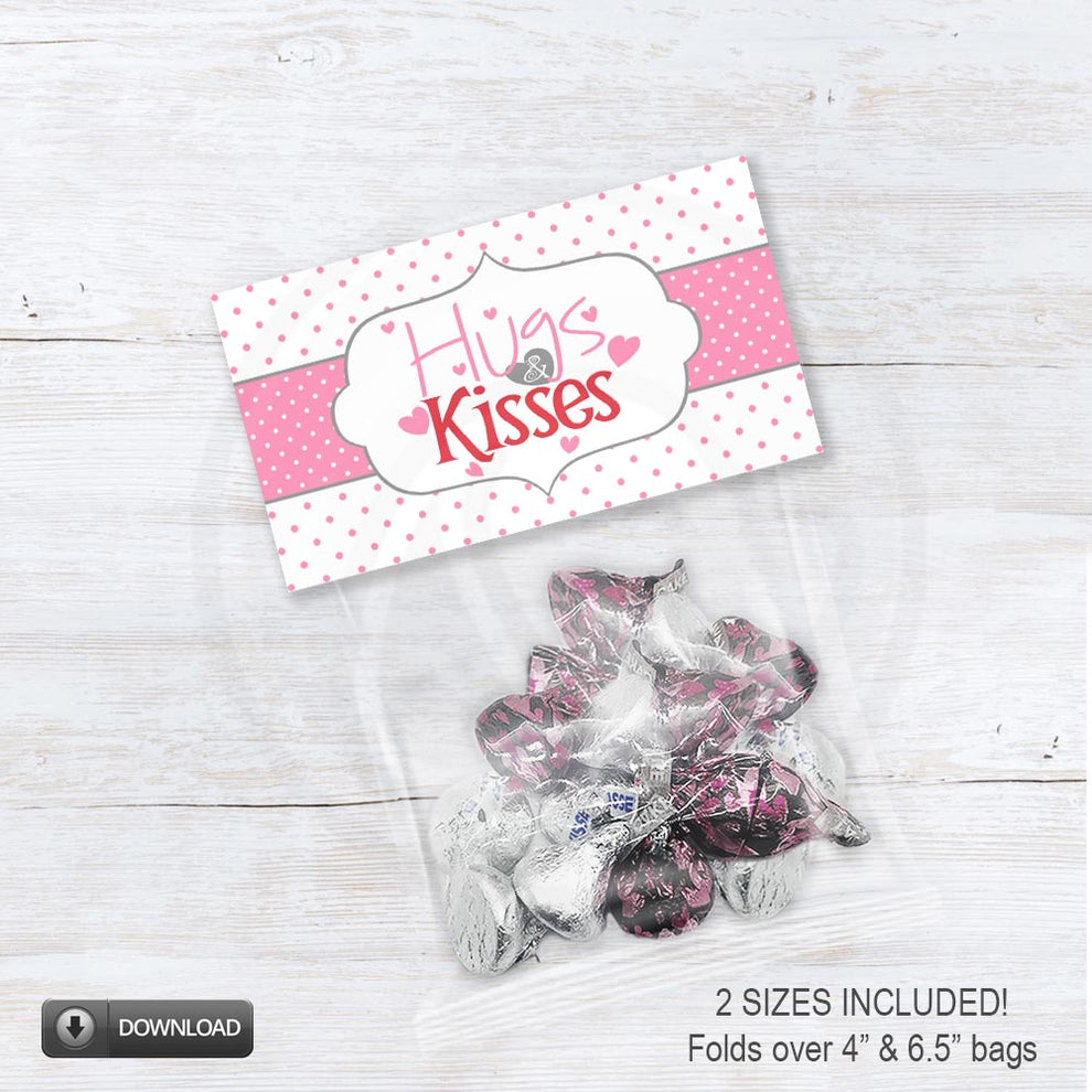 Hugs & Kisses Candy Bag Toppers / Valentine's Day Bag Toppers – Your ...