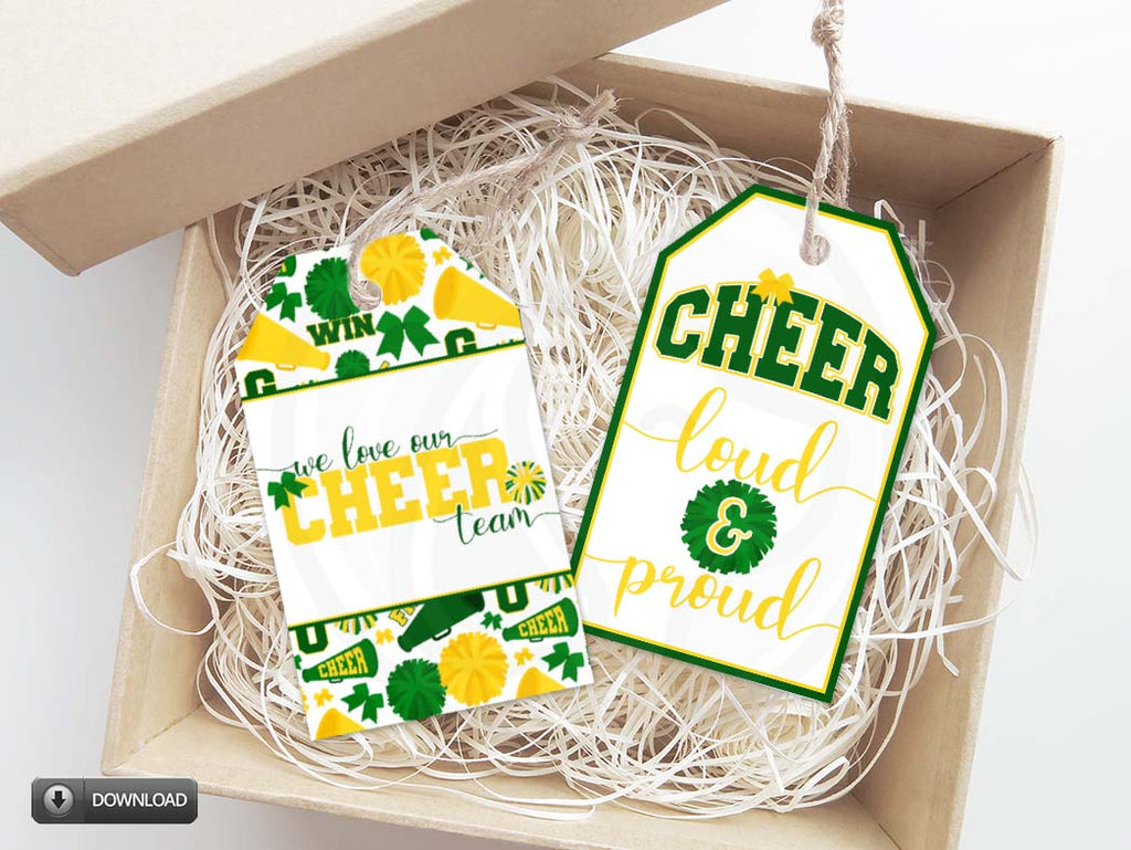 Green Yellow Cheerleading Printable Gift Tags – Your Paper Stash