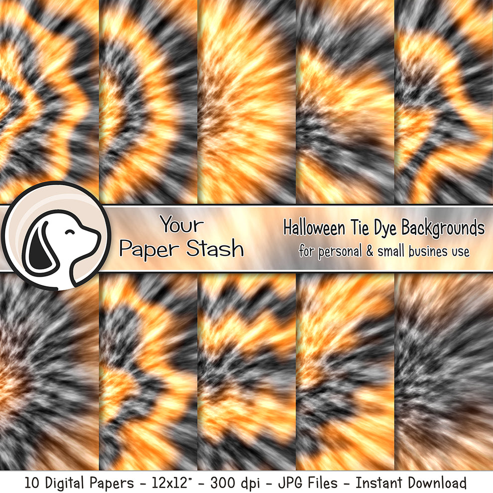 Groovy Halloween Tie Dye Digital Scrapbook Paper Backgrounds – Your ...