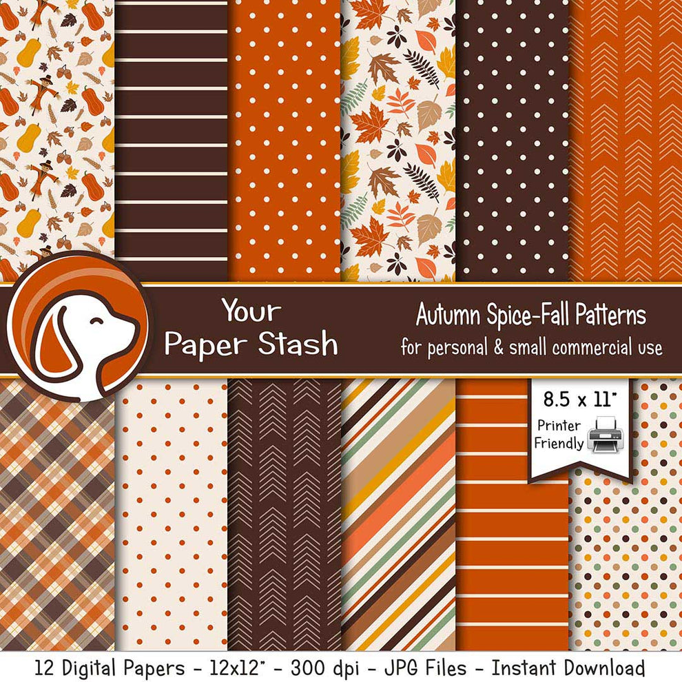 8.5x11" Thanksgiving and Autumn Digital Scrapbooking Papers – Your ...