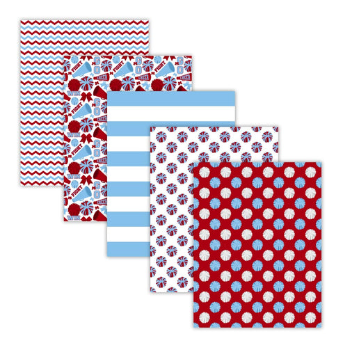 Red Light Blue Cheerleader Digital Papers - Printable Pom-Pom Backgrou ...