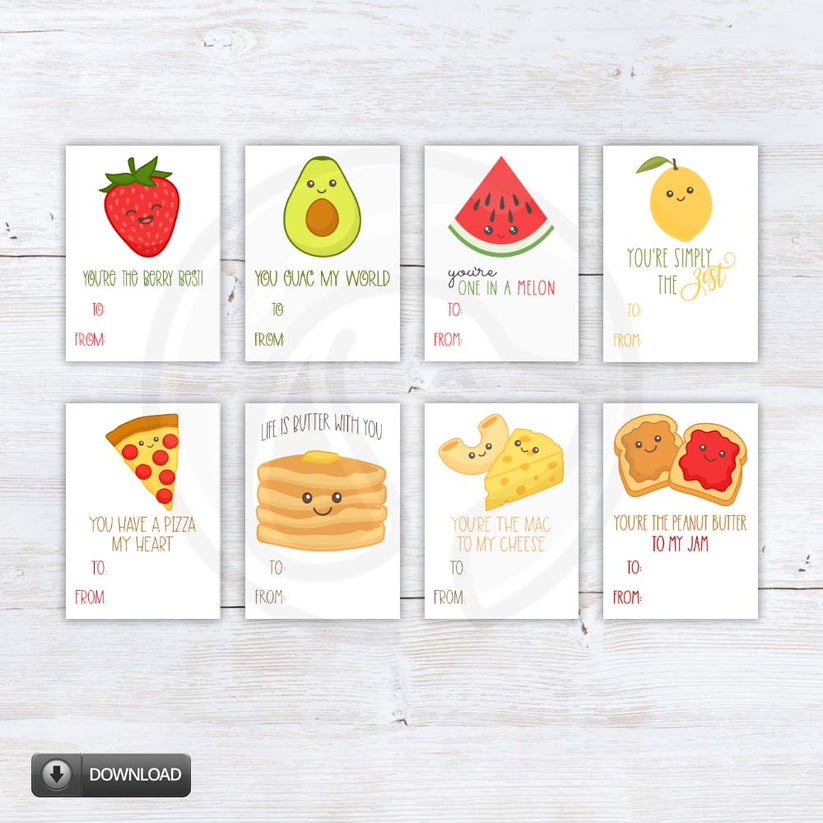 Printable Valentine's Day Food Pun Cards – Your Paper Stash