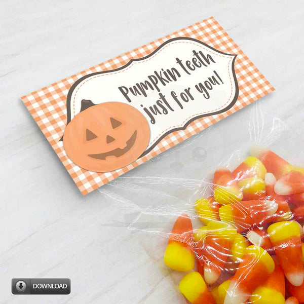 Halloween Pumpkin Teeth Treat Bag Toppers, Halloween Printables – Your ...