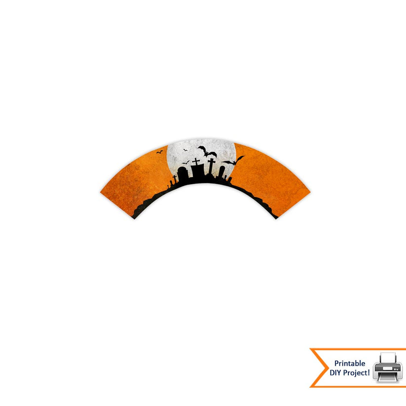 Spooky Halloween Cupcake Wrappers with Cemetery Background, Printable ...