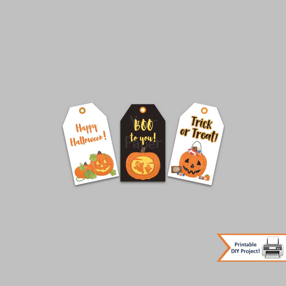 Printable Halloween Pumpkin Gift Tags / Boo Gift Bag Toppers – Your ...