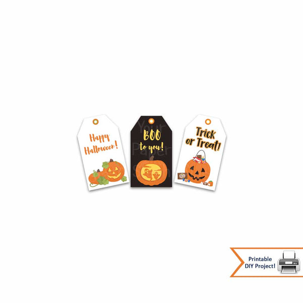 Printable Halloween Pumpkin Gift Tags / Boo Gift Bag Toppers – Your ...