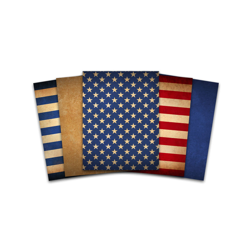 8.5x11" Printable Vintage Patriotic Digital Papers for 4th of July ...